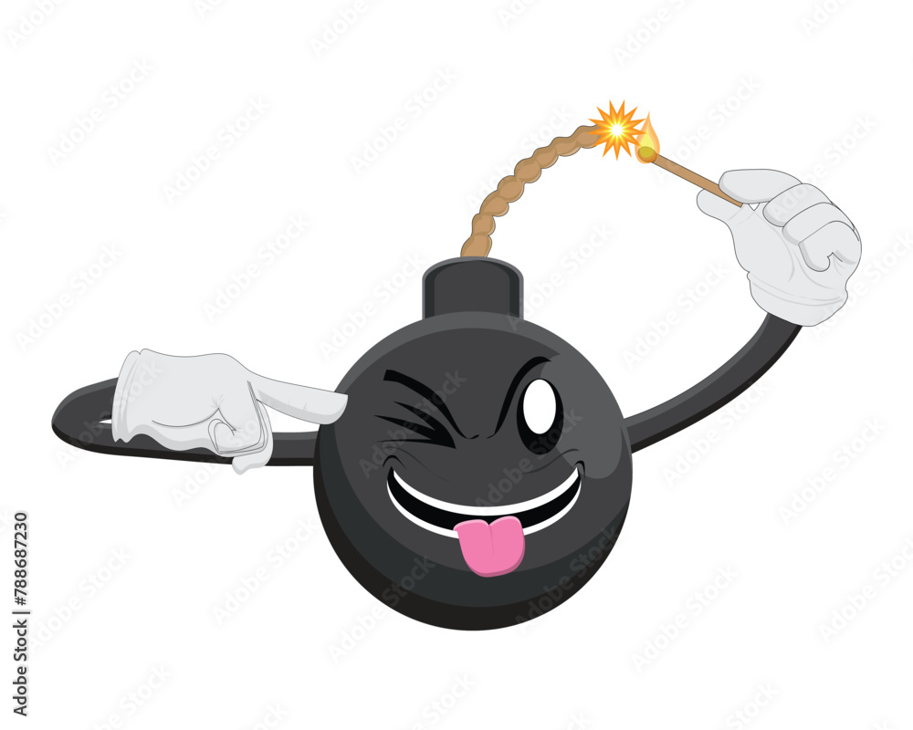 vector design illustration of a cartoon caricature of a black round ...