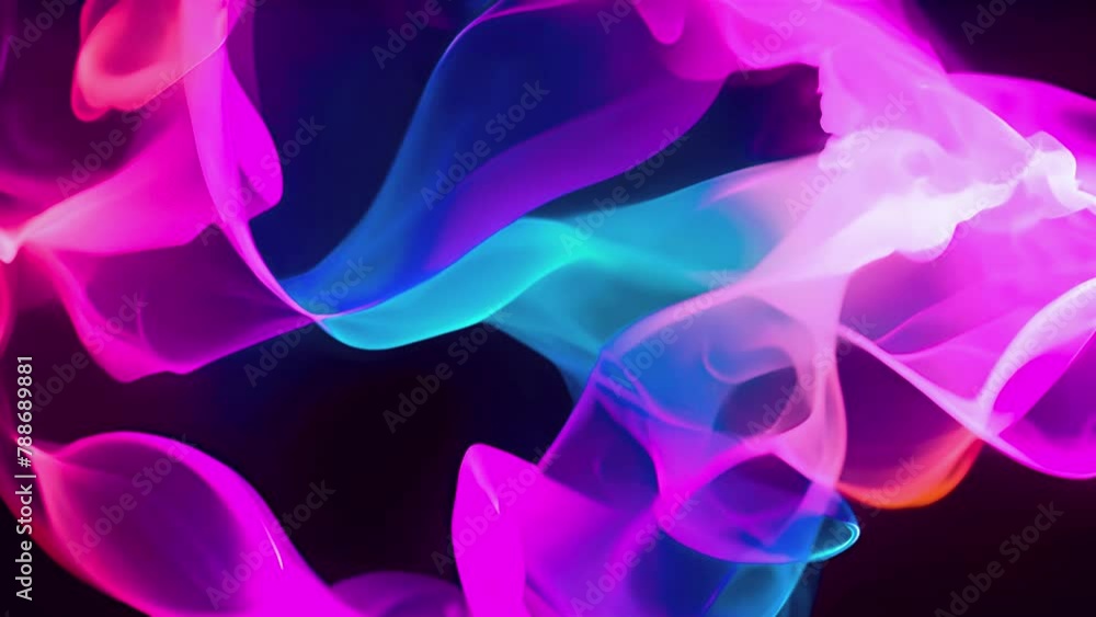 Neon blue,purple pink smoke lines moving. Abstract color smoke line on ...