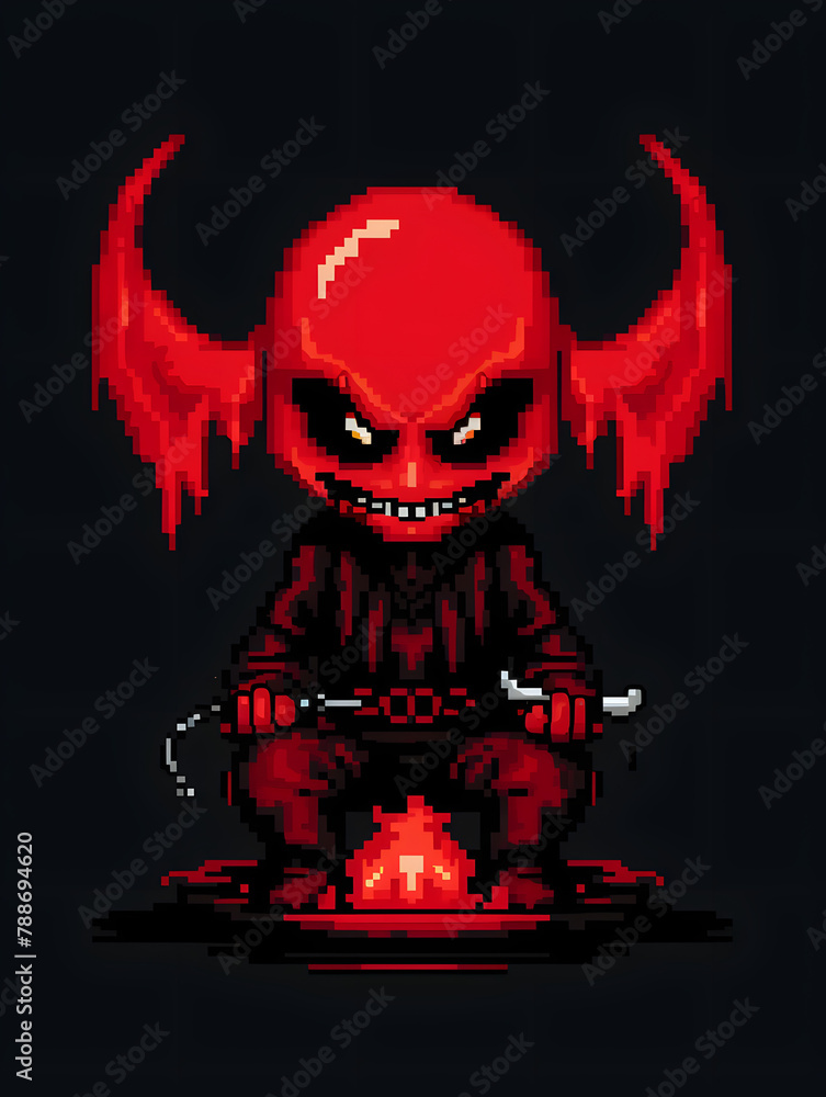 Pixel Devil 8 bit style, 8 bit pixel devil character, pixel devil Stock ...