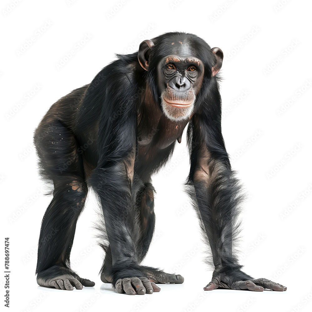 Chimpanzee on Four Limbs with White Background Stock Photo | Adobe Stock