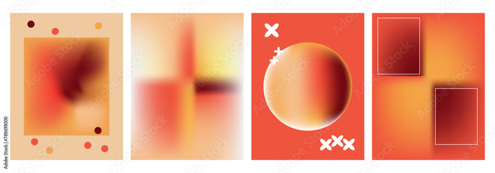 set of four mash gradient backgrounds, minimalistic style,pastel colors ...