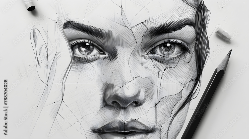 Step-by-Step Guide to Creating Realistic Human Face using Line Art ...