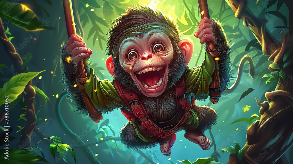 A family of monkeys engineers a bamboopowered jetpack, soaring through ...