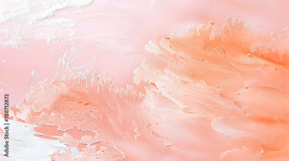 Abstract drawing of delicate coral color. Peach background postcard ...