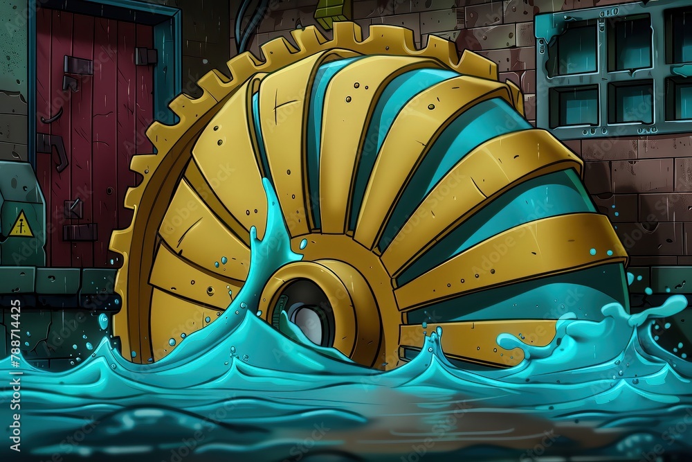 ภาพประกอบสต็อก A tidal energy barrage harnesses the power of rising and ...