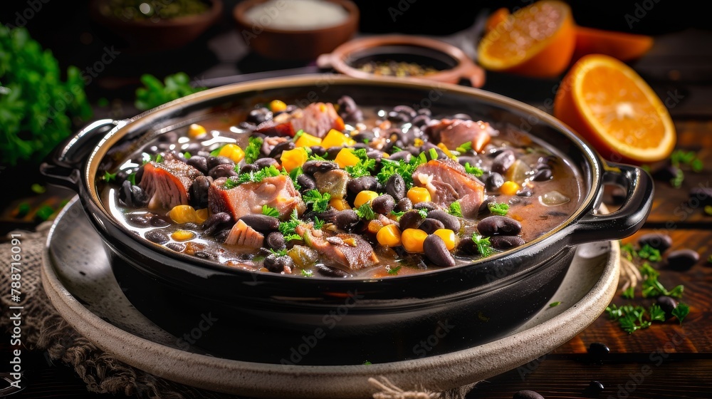 Feijoada typical classic carnival dishes. Traditional Brazilian food ...