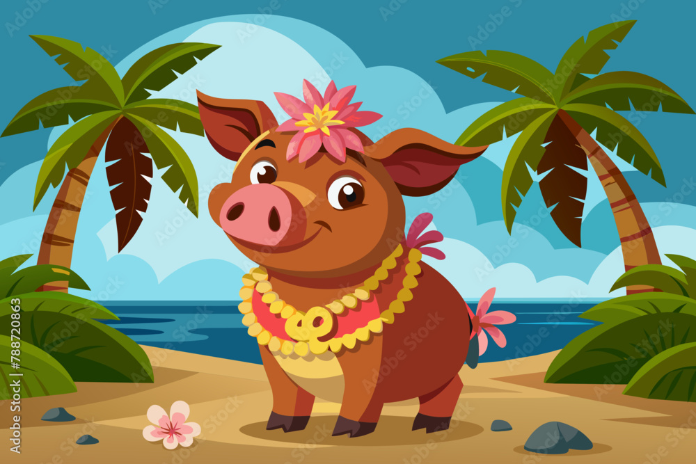 Hawaiian Luau kalua pig vector illustration Stock Vector | Adobe Stock