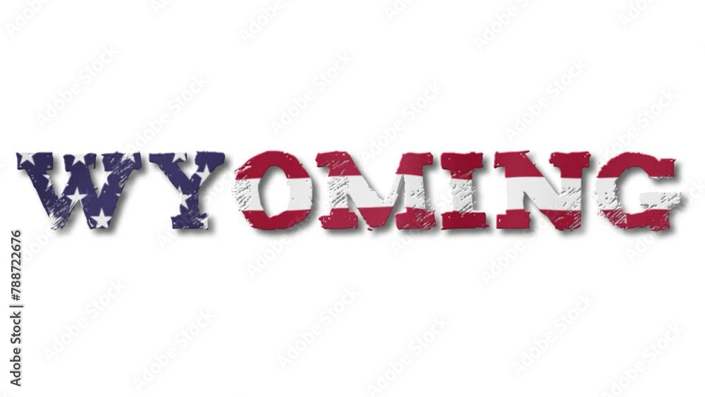 Wyoming Text with USA Flag Waving Inside. Seamless Loop Animation on ...