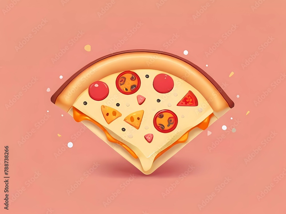Fastfood icon illust Pizza , cute, mini deforms, simple design, rounded ...
