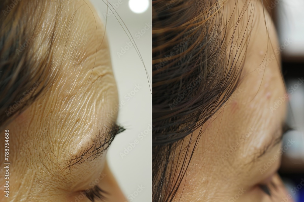 Before and after comparison of skin showing stretch marks treatment ...