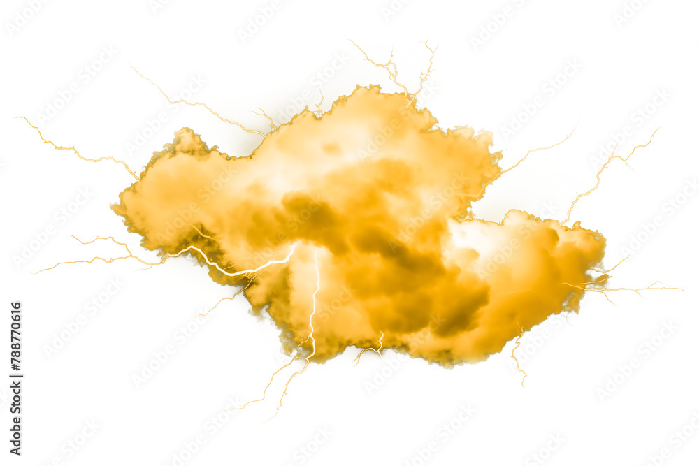 fluffy flying rainy yellow cloud PNG with yelloww lightening strikes ...
