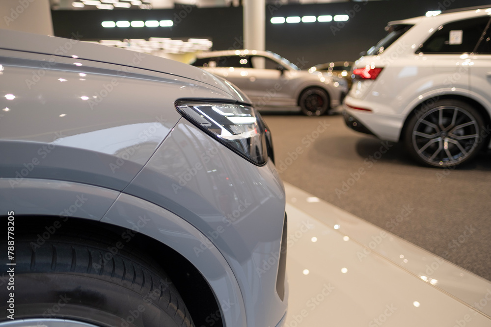 grey All-electric crossover Audi Q4 e-tron with panoramic roof, German ...