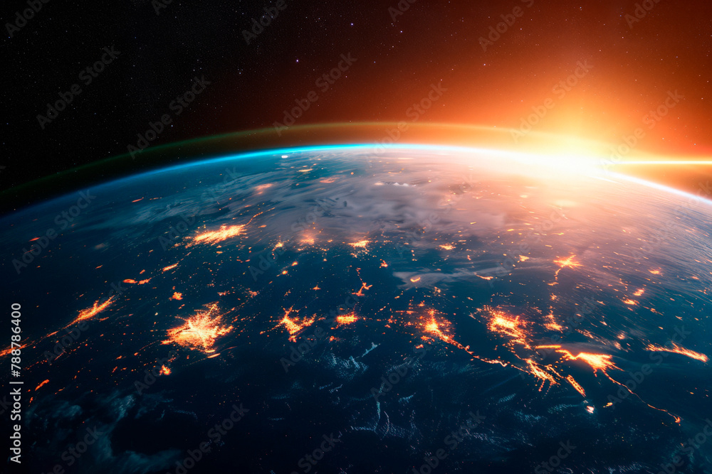 breathtaking view of Earth from outer space, with half the globe ...