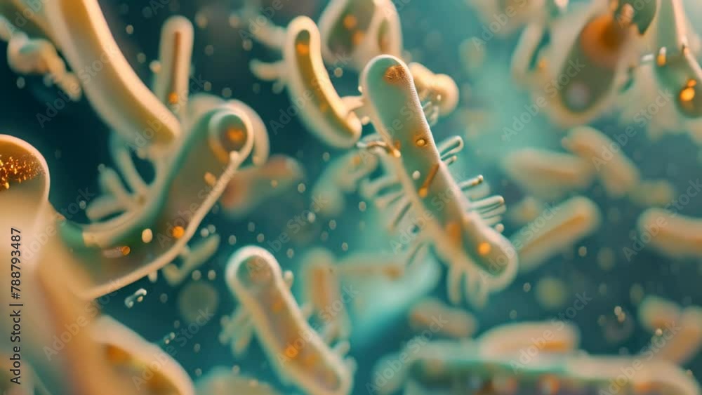 An Video showing a cluster of germs floating in water, showcasing their ...