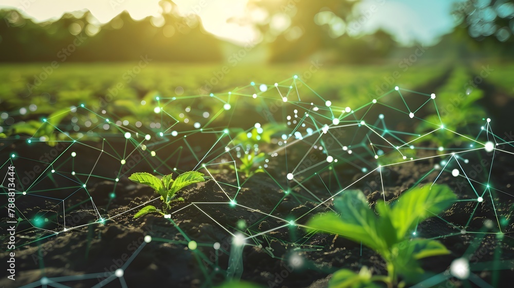 Smart farm concept. Soil health monitoring on a smart farm using ...