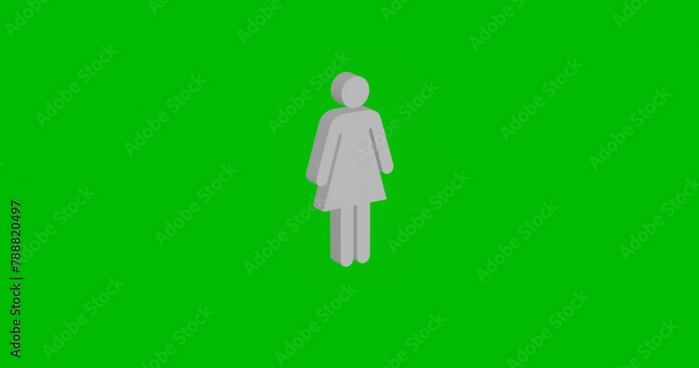Animation of rotation of a white woman symbol with shadow. Simple and ...