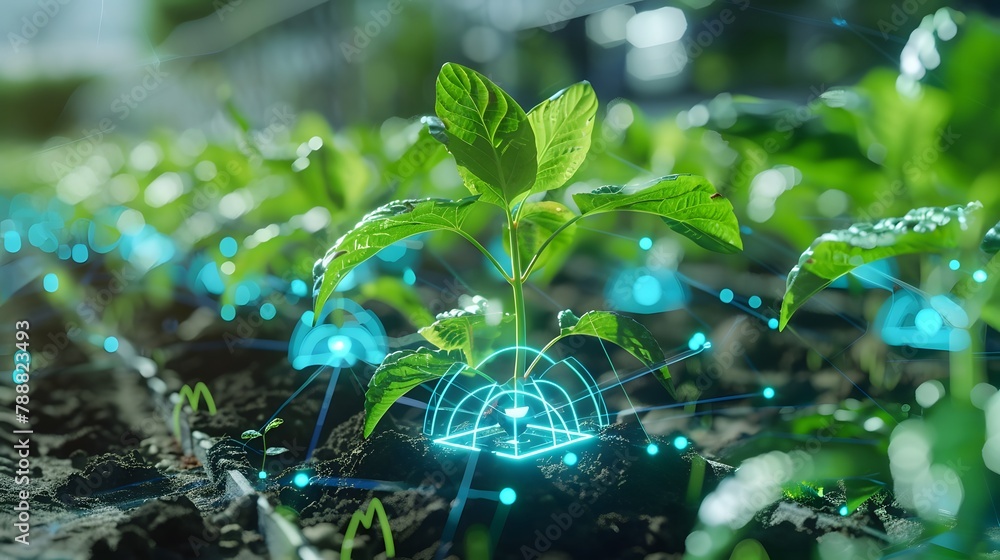 Smart farm concept. Soil health monitoring on a smart farm using ...