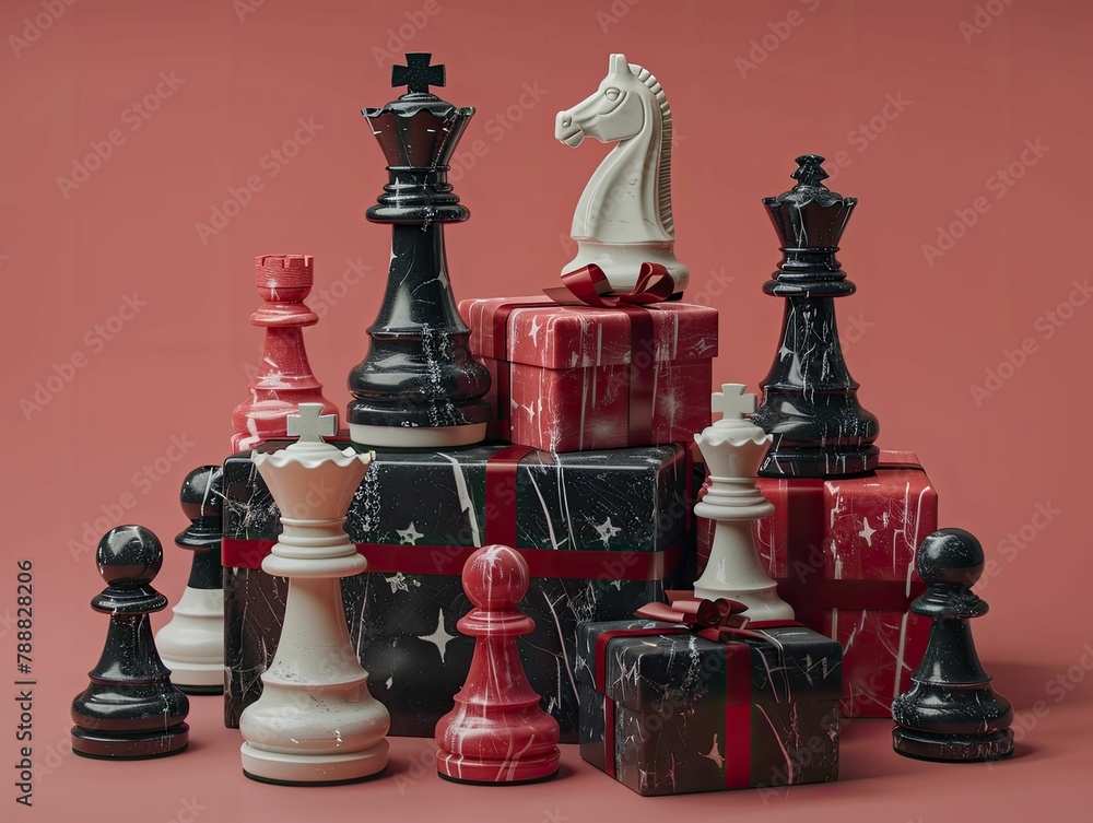 These high-resolution 8k chess piece gift boxes boast a monochromatic ...
