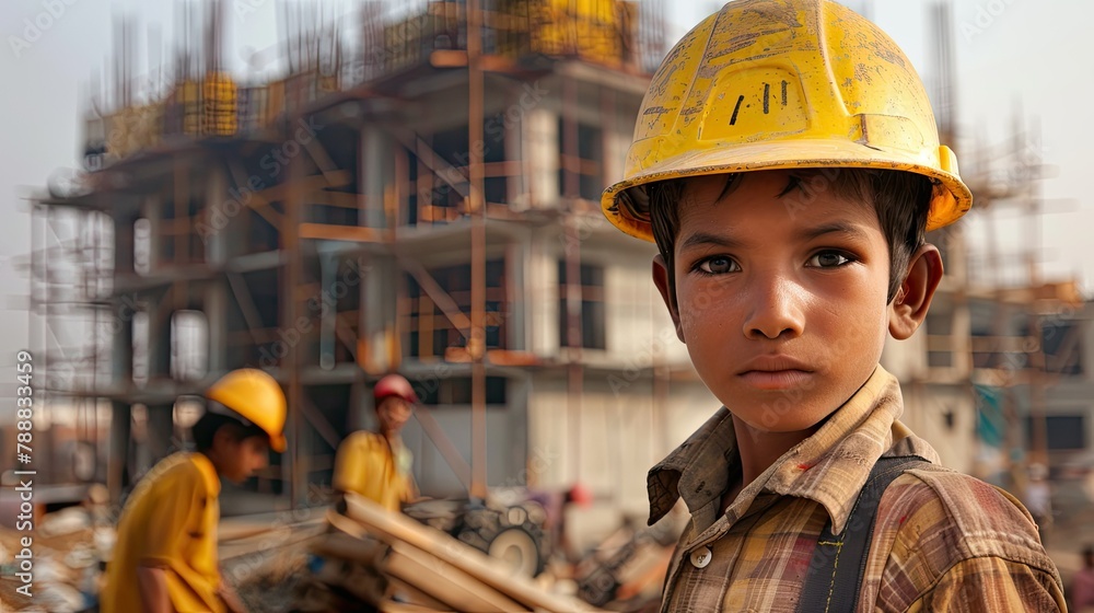 Young boys are toiling away in the construction of commercial buildings ...