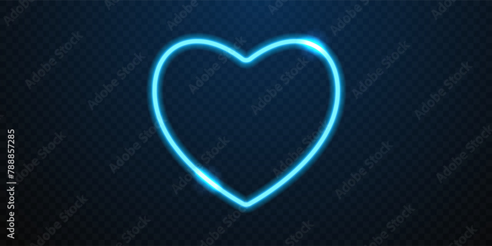 Blue neon heart isolated on transparent background. Vector glowing ...