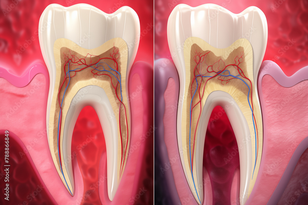 Side-by-side images showing the dental follicle formation process in ...