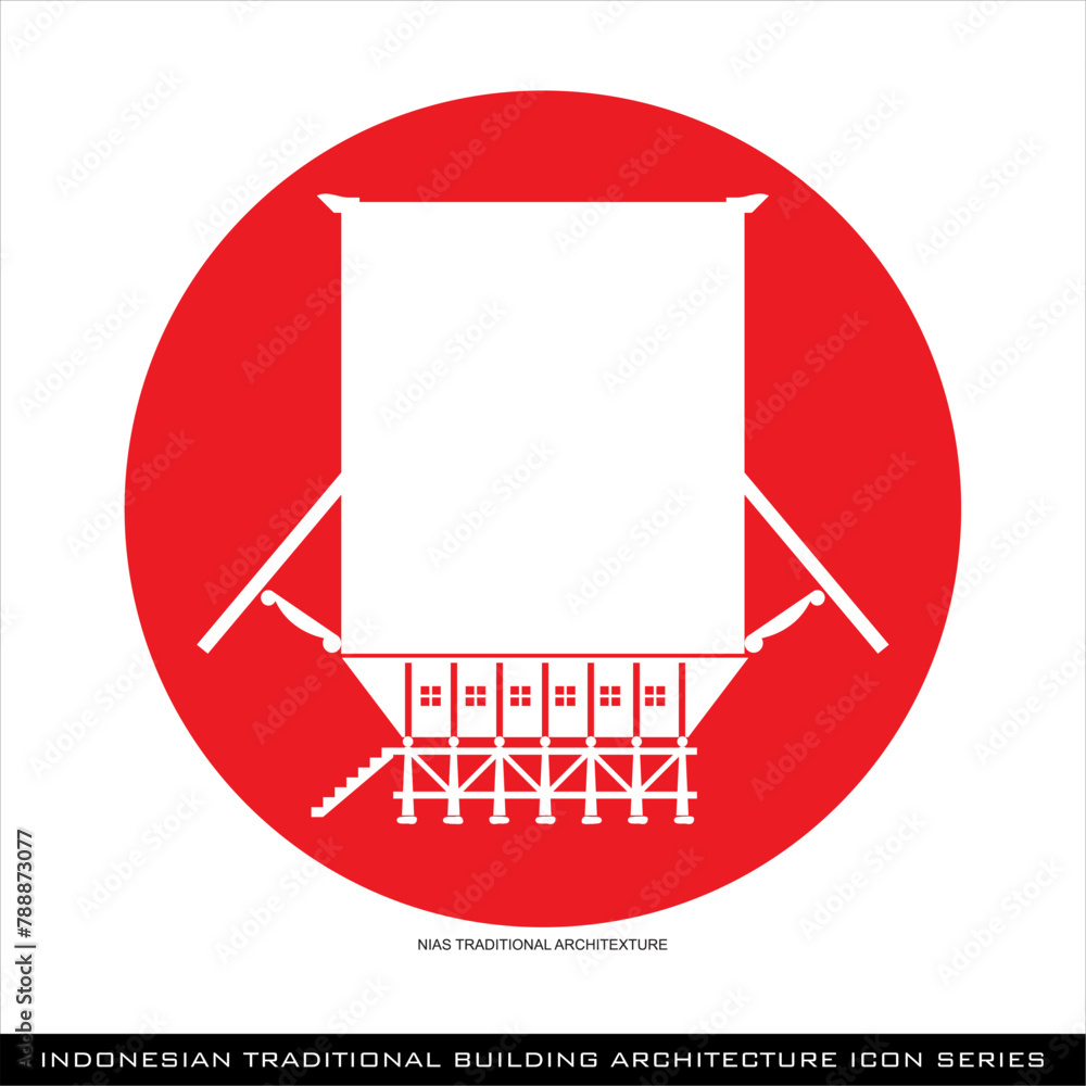 Nias Traditional House Icons, North Sumatra, a series of architectural ...