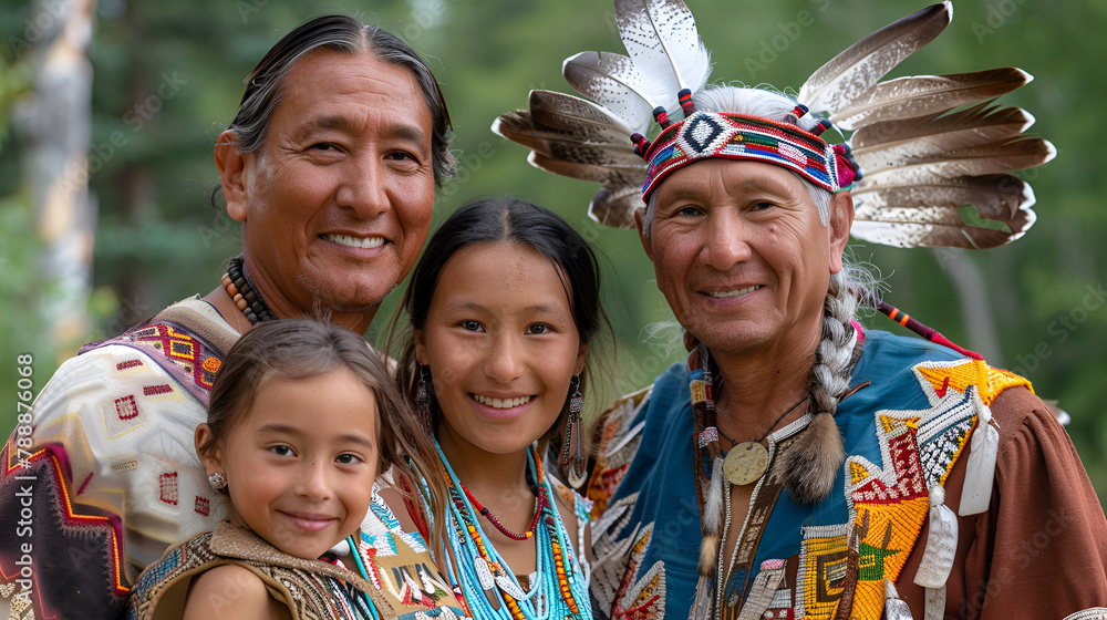 family of indigenous people, native America native, tribe, tribal red ...
