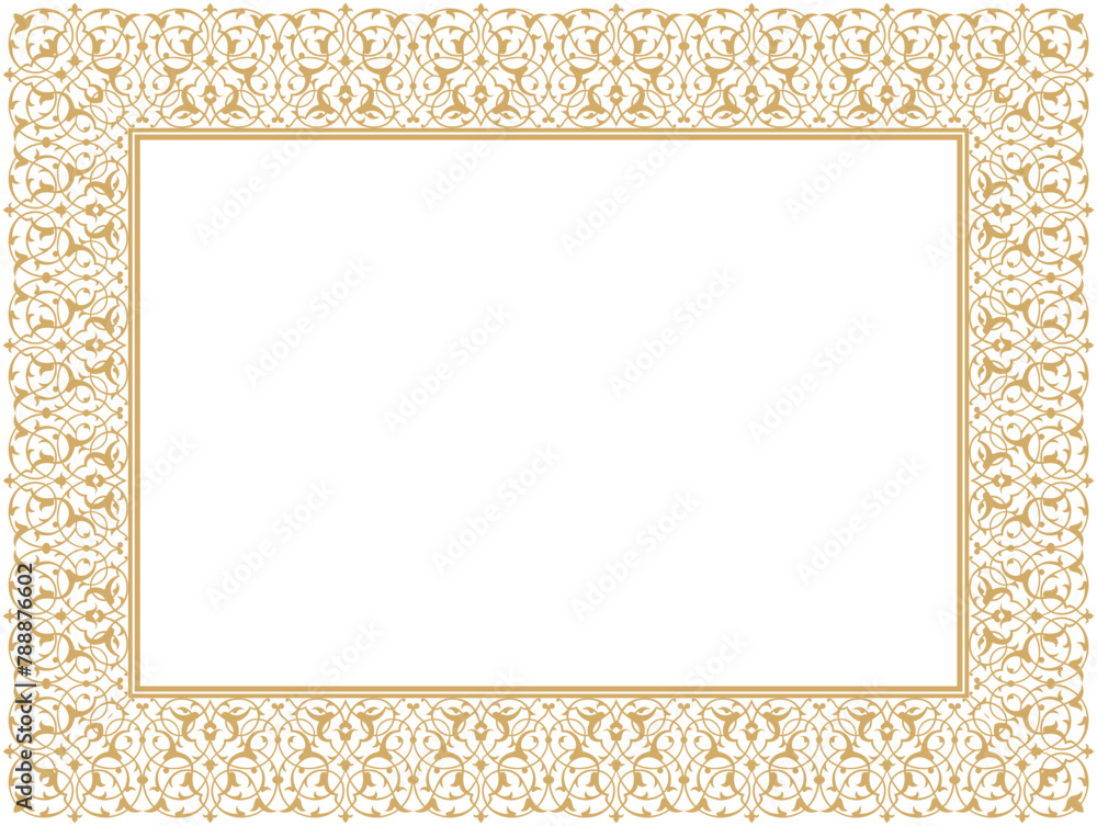 Vector illustration for rectangular shape gold frame, traditional ...