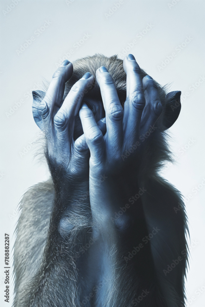 Funny hilarious monkey portrait animal closeup photo, isolated with ...