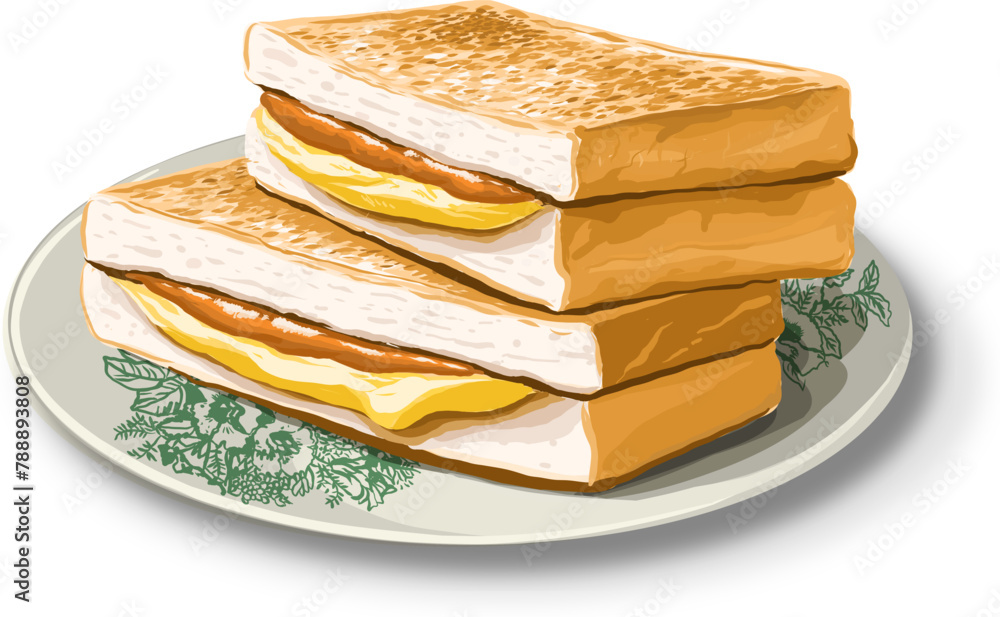 Kaya toast butter. Traditional oriental and vintage kopitiam breakfast ...