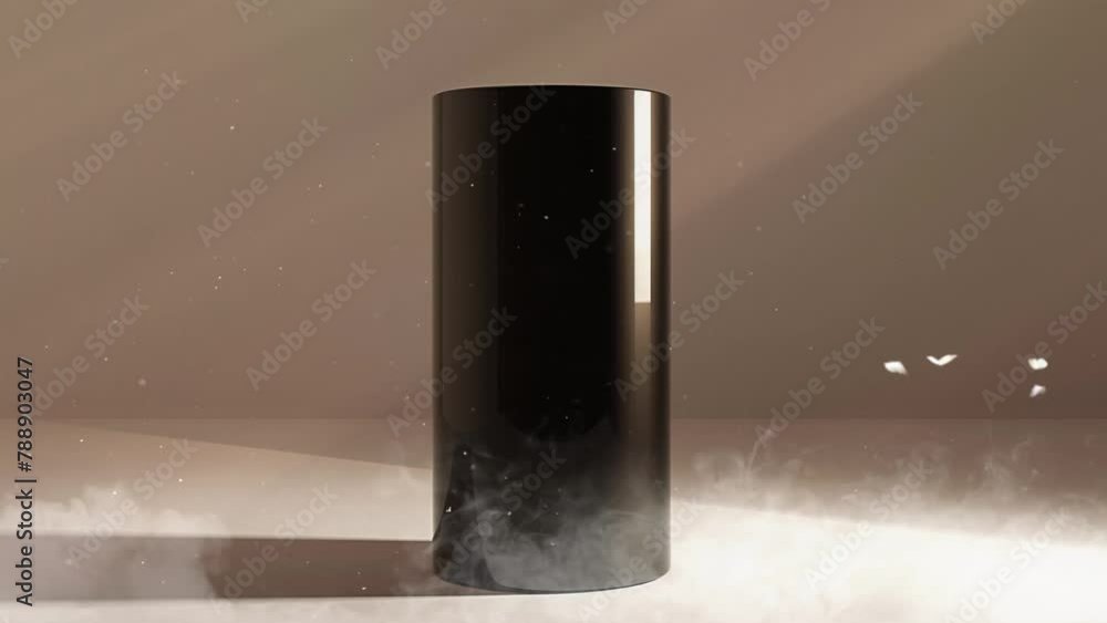 realistic render of a black cylindrical column shape prism. seamless ...