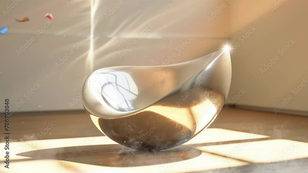 realistic render of a curved ellipsoidal shape. seamless looping ...