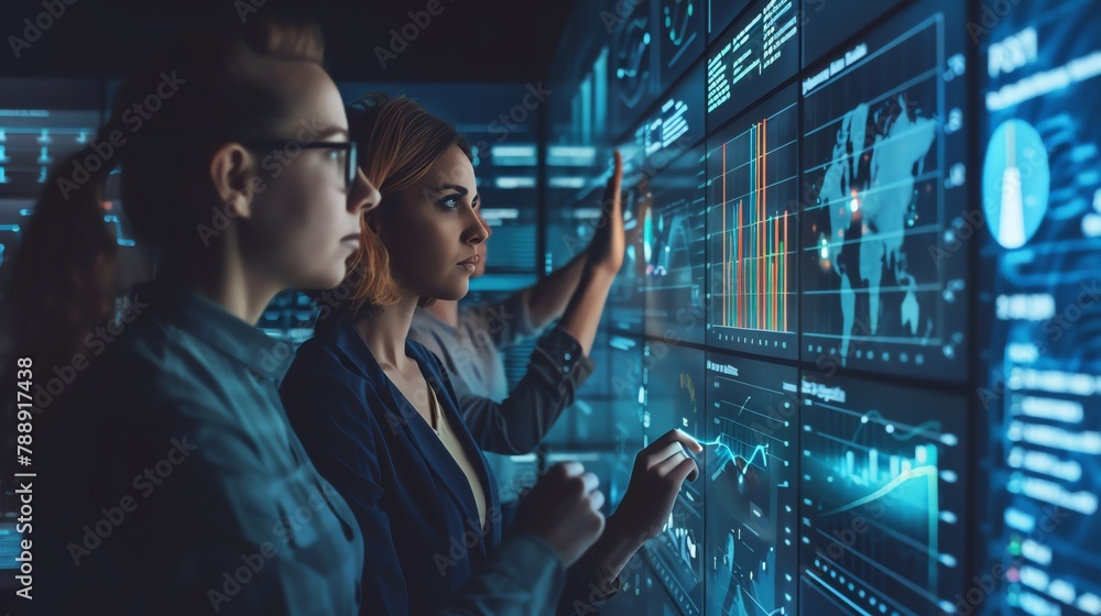 Agile teams practicing root cause analysis in a fastpaced tech environment, with digital boards ...