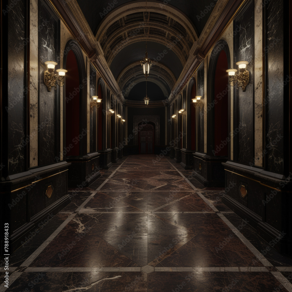 hall, corridor, architecture, interior, church, palace, building, door ...