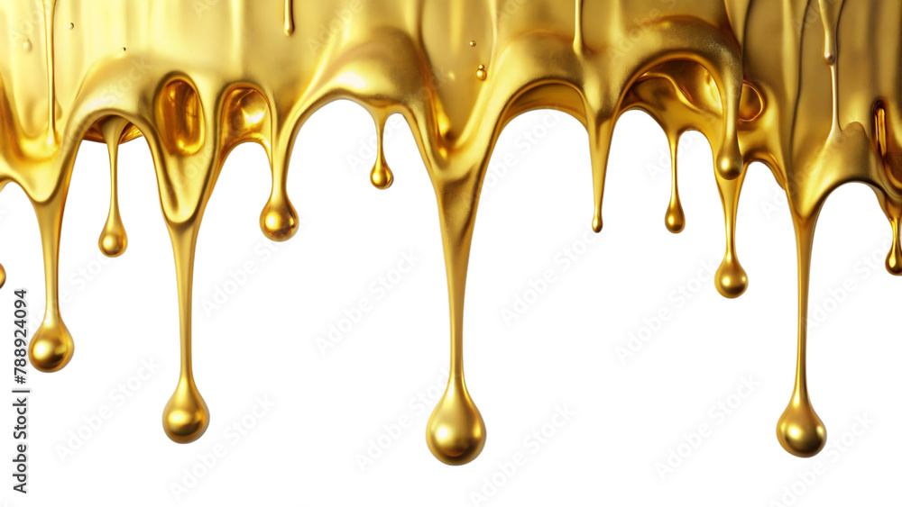 melted gold dripping isolated on transparent background cutout Stock ...