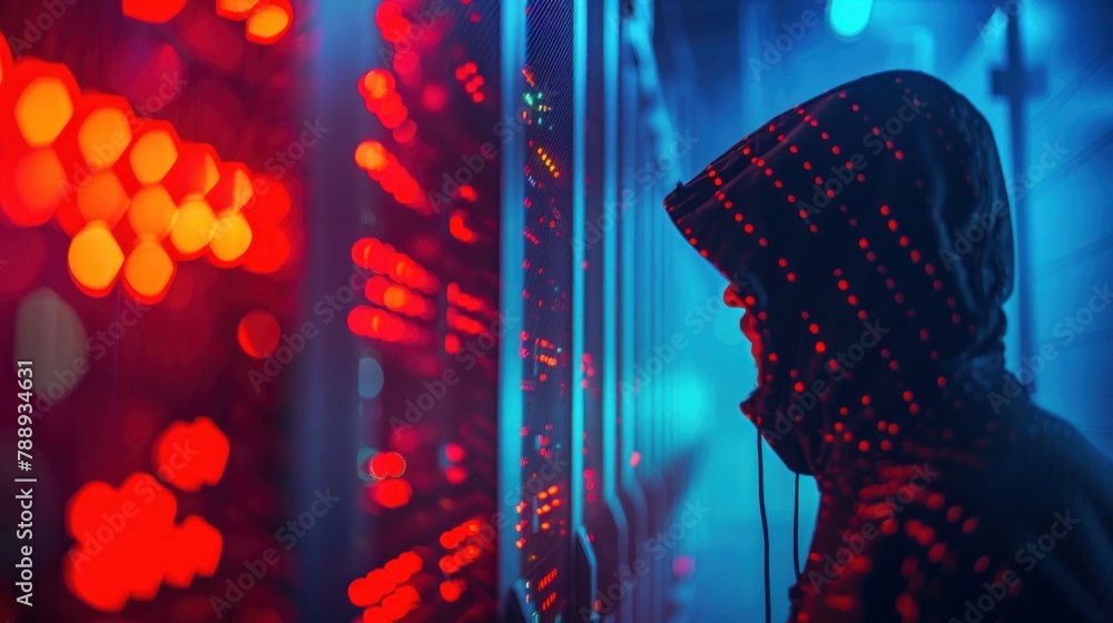 Hacker, encryption, malware concept Computer hacker masked in cyber ...