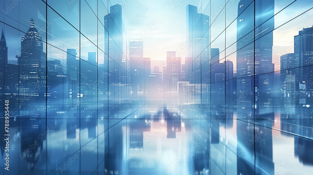 A High-Resolution Digital Artwork of a Modern Cityscape with Tall Bank ...