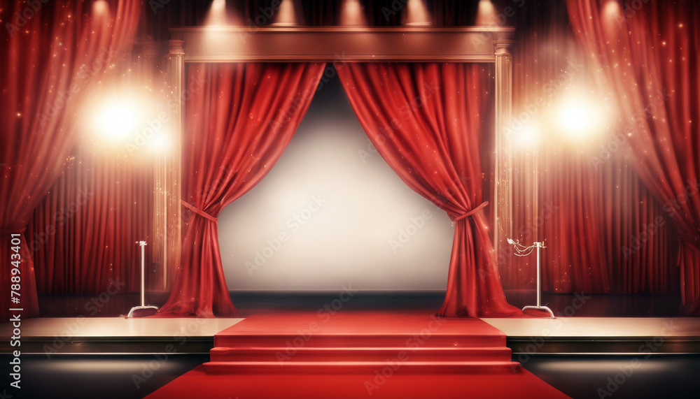 invitation event banner stage curtains poster performance Theater red ...