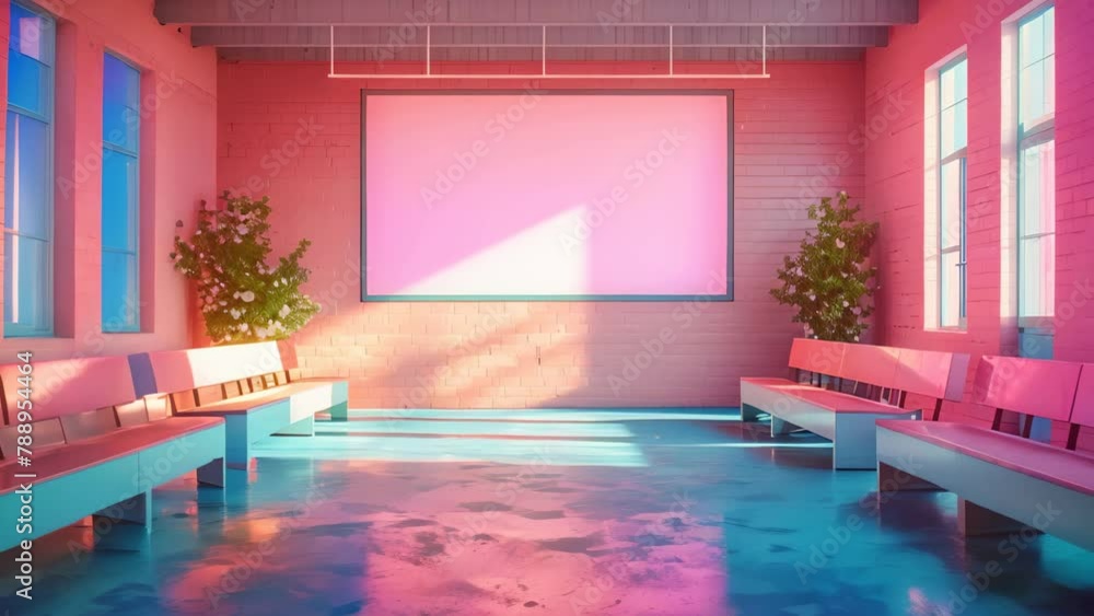 Innovative 3D Whiteboard in a Sunlit Minimalist Classroom. Concept ...