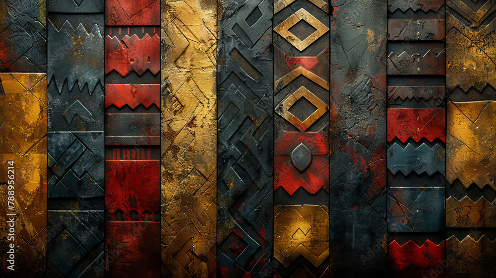 African, geometric and pattern with tribal art for decoration ...
