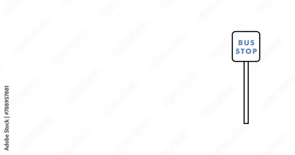 motion graphic of motor Public bus stop suitable for Urban travel ...