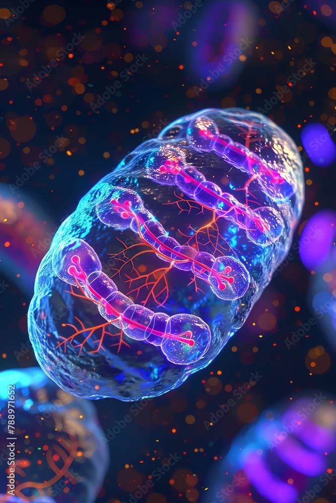 3D animated mitochondria in a cell, focusing on bioenergetic functions ...