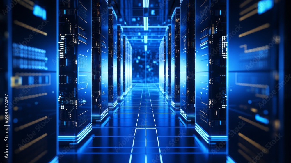 Generative ai collage image picture photo of data center interior with ...