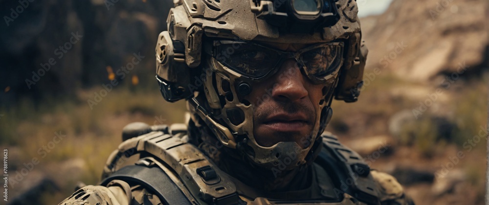 A cyborg soldier fighting in a warzone movie story seen trail cam ...