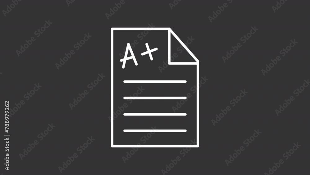 Vidéo Stock Animated a grade score white icon. School report card line ...