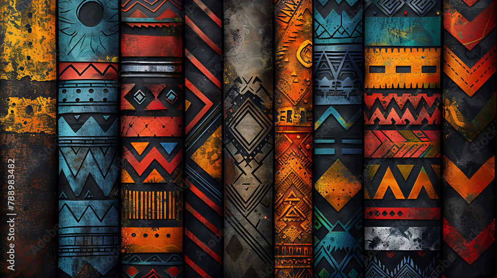 African art, wall and ancient background with creative pattern with ...