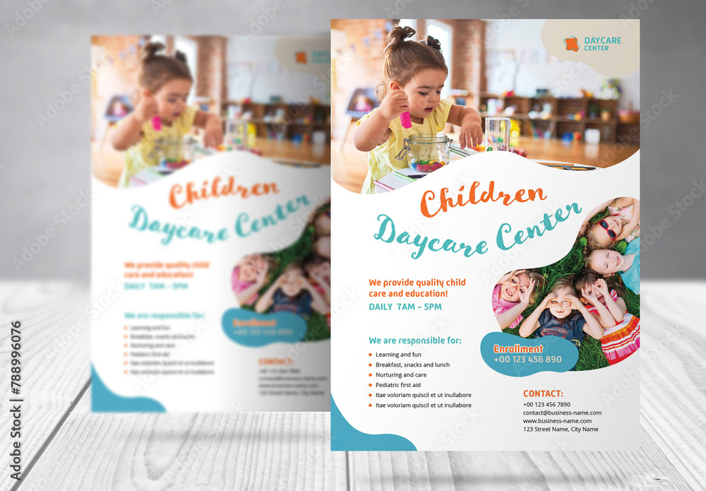 Children Daycare Flyer Template Stock Template | Adobe Stock