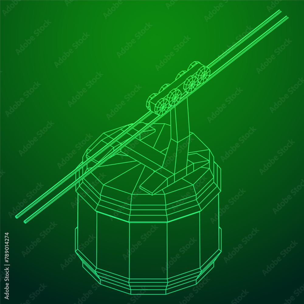 Cable car cabin gondola. Funicular simple cableway concept. Wireframe ...