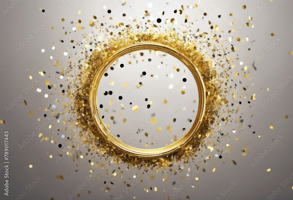 shiny gold Circle confetti Abstract Frame color design 2024 element ...