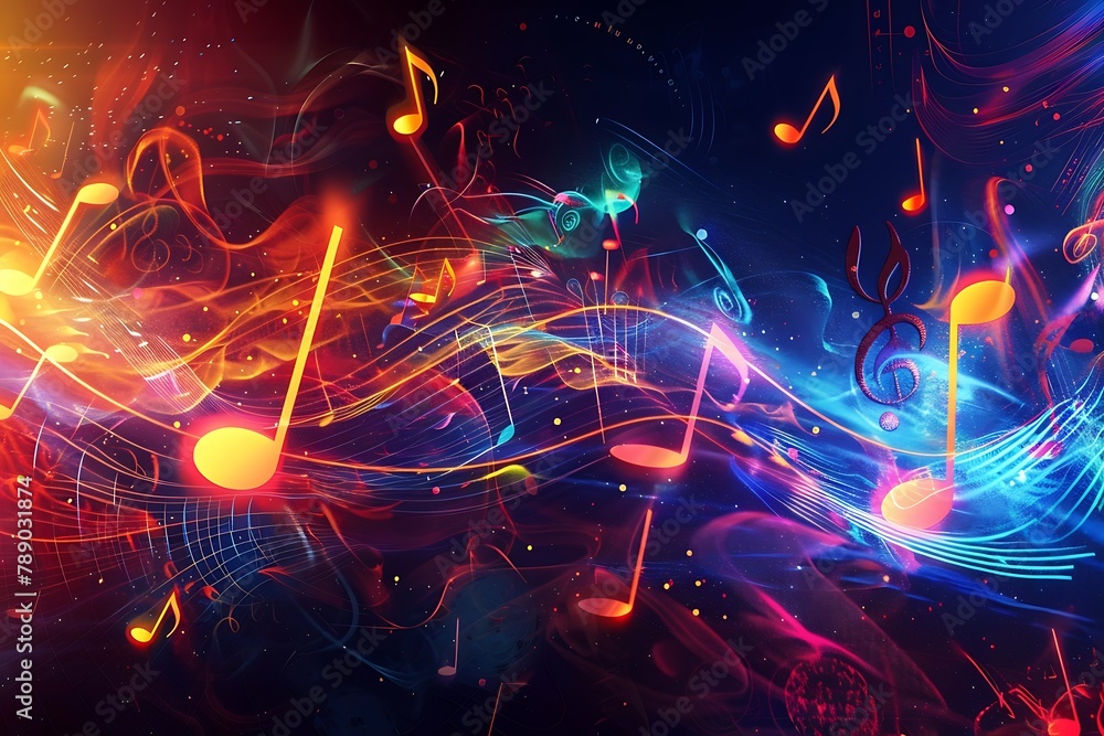 Music Background Banner. A panorama background with music notes and ...